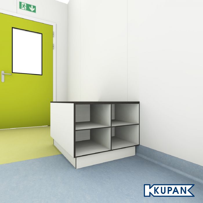 Hygiene sluices Step-over-Benches made of Compact HPL