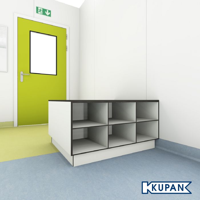 Hygiene sluices Step-over-Benches made of Compact HPL