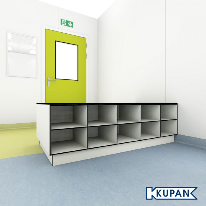 Hygiene sluices Step-over-Benches made of Compact HPL